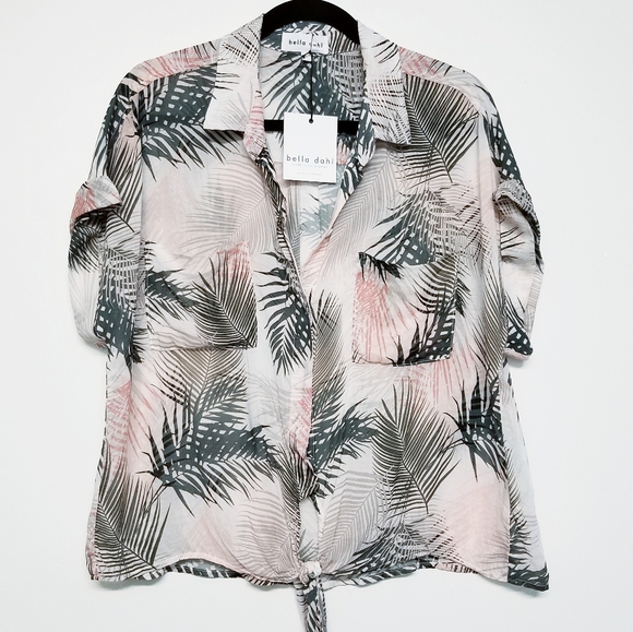 Bella Dahl | Tops | Bella Dahl Dunary Palm Tie Blouse Size L Nwt | Poshmark